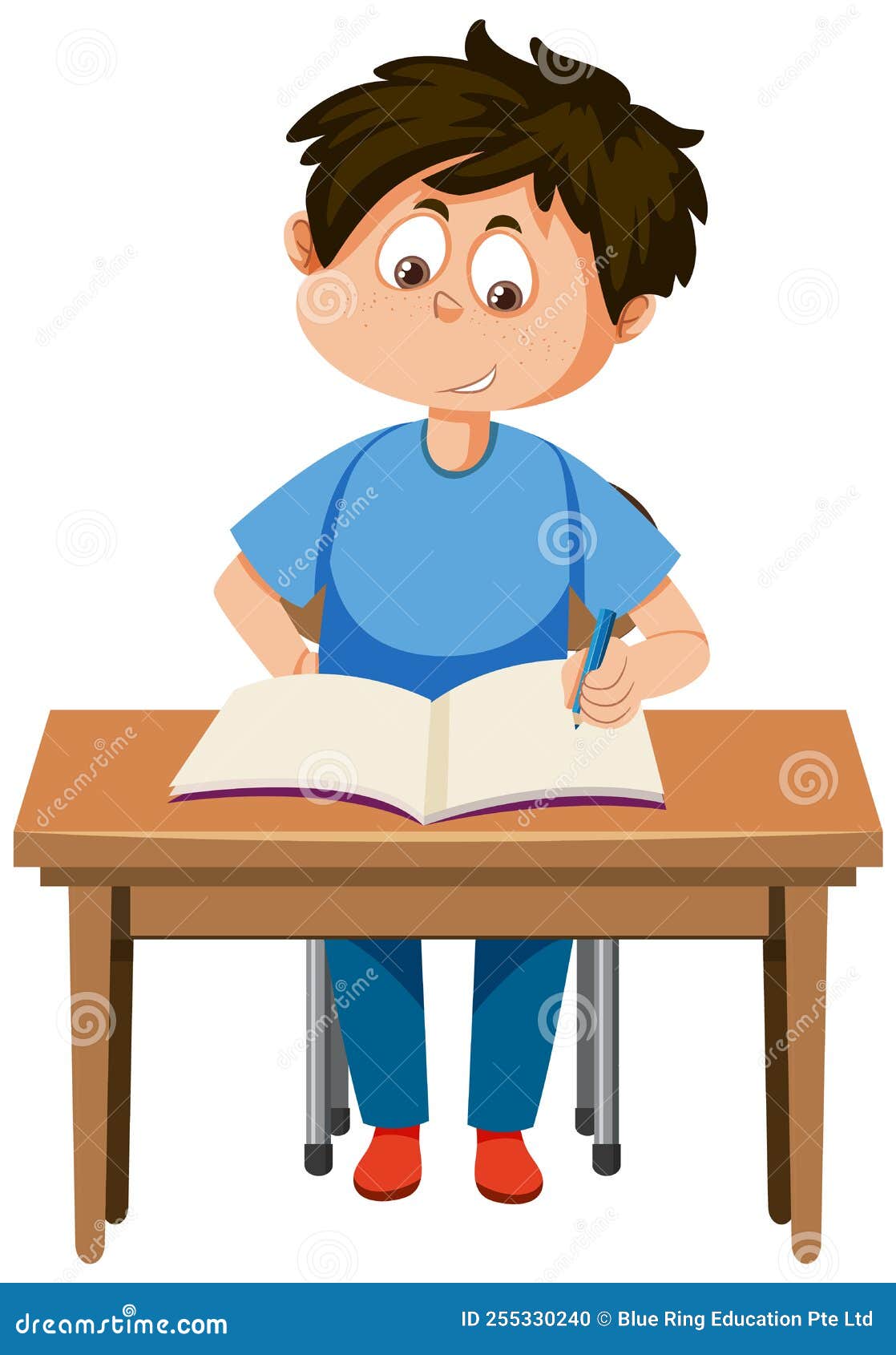 A boy study on the desk stock vector. Illustration of jolly - 255330240