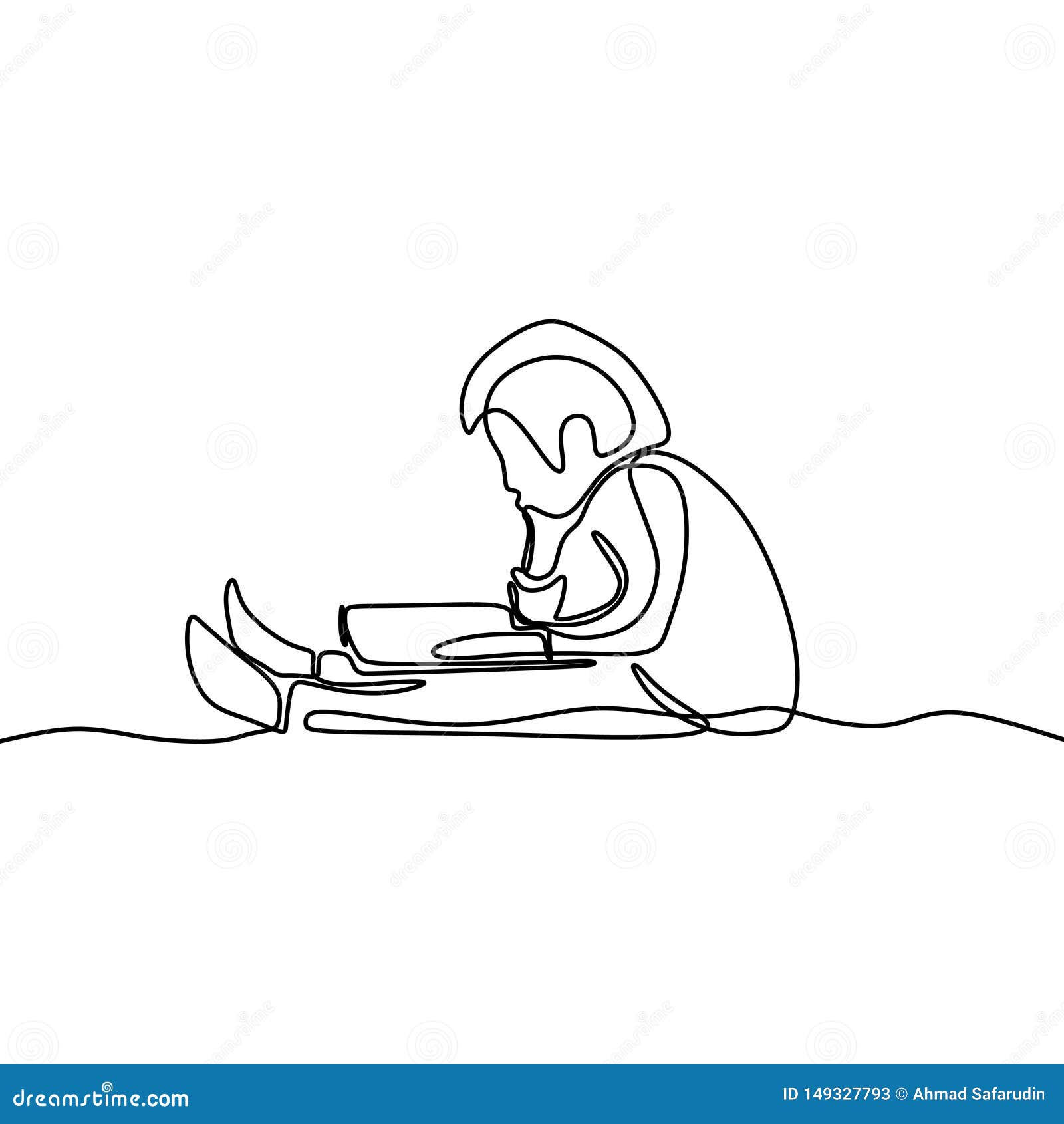 Boy Study Hard Reading Book One Continuous Line Drawing Stock Vector ...