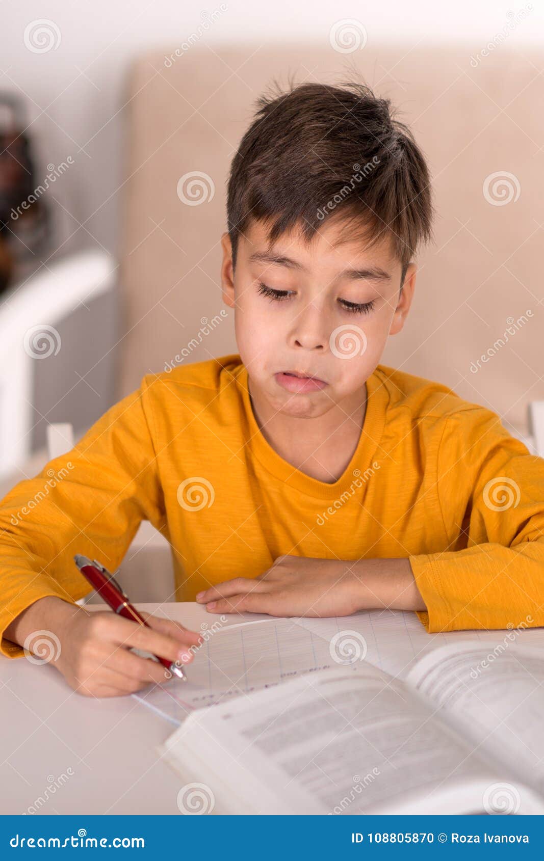 The Boy Study at Home for School Stock Photo - Image of home, notebook ...