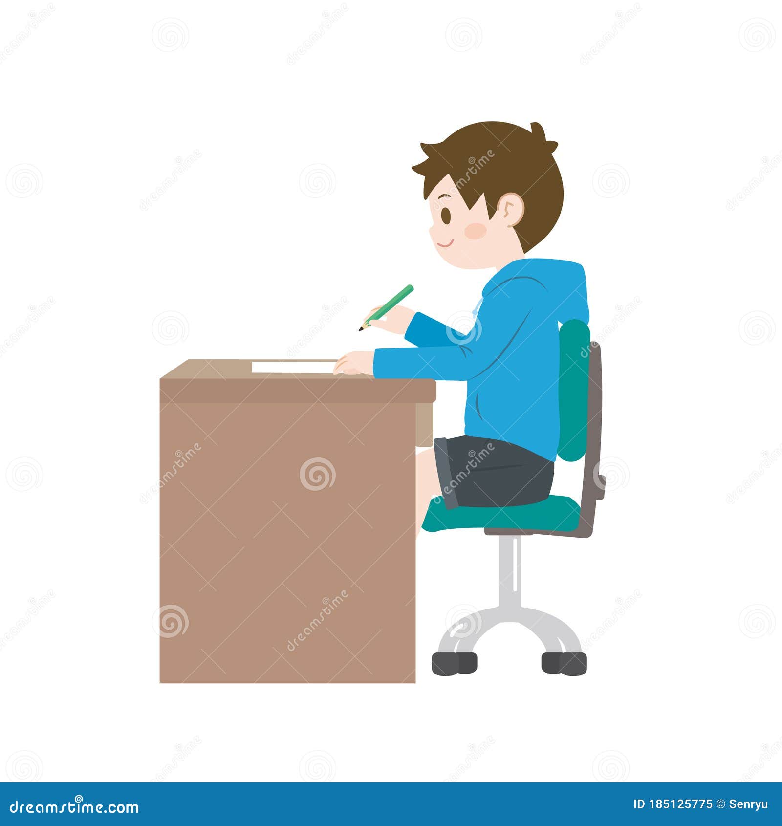 Boy study stock vector. Illustration of young, school - 185125775