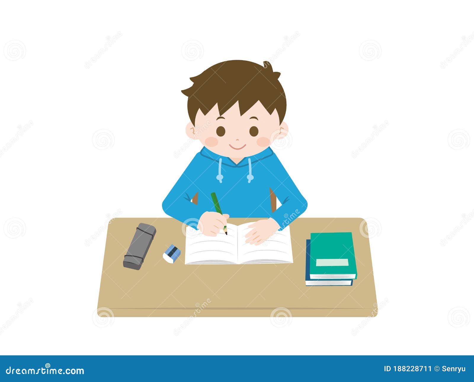Boy study stock vector. Illustration of lesson, desk - 188228711