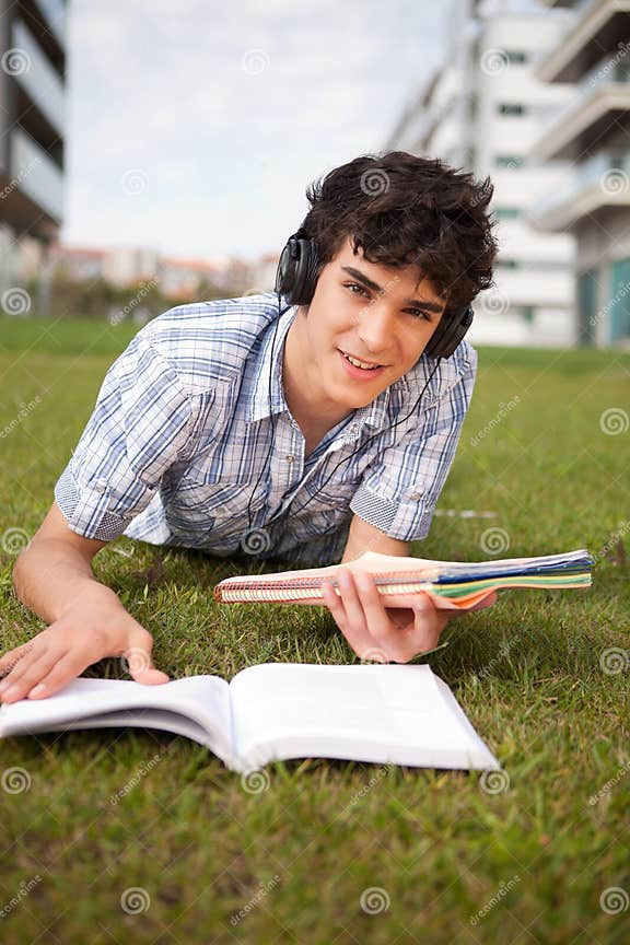 Boy studying stock image. Image of adult, nature, school - 26166185