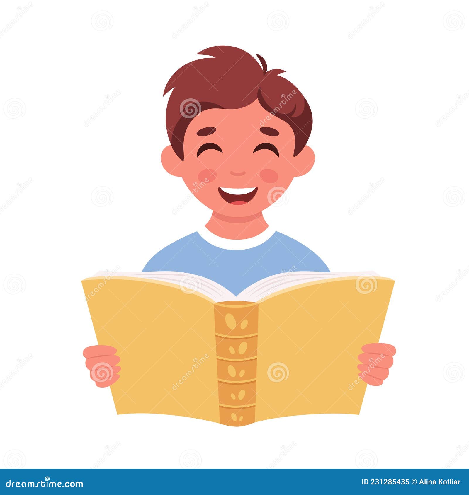 Boy Reading Book. Boy Studying with a Book. Vector Illustration Stock ...