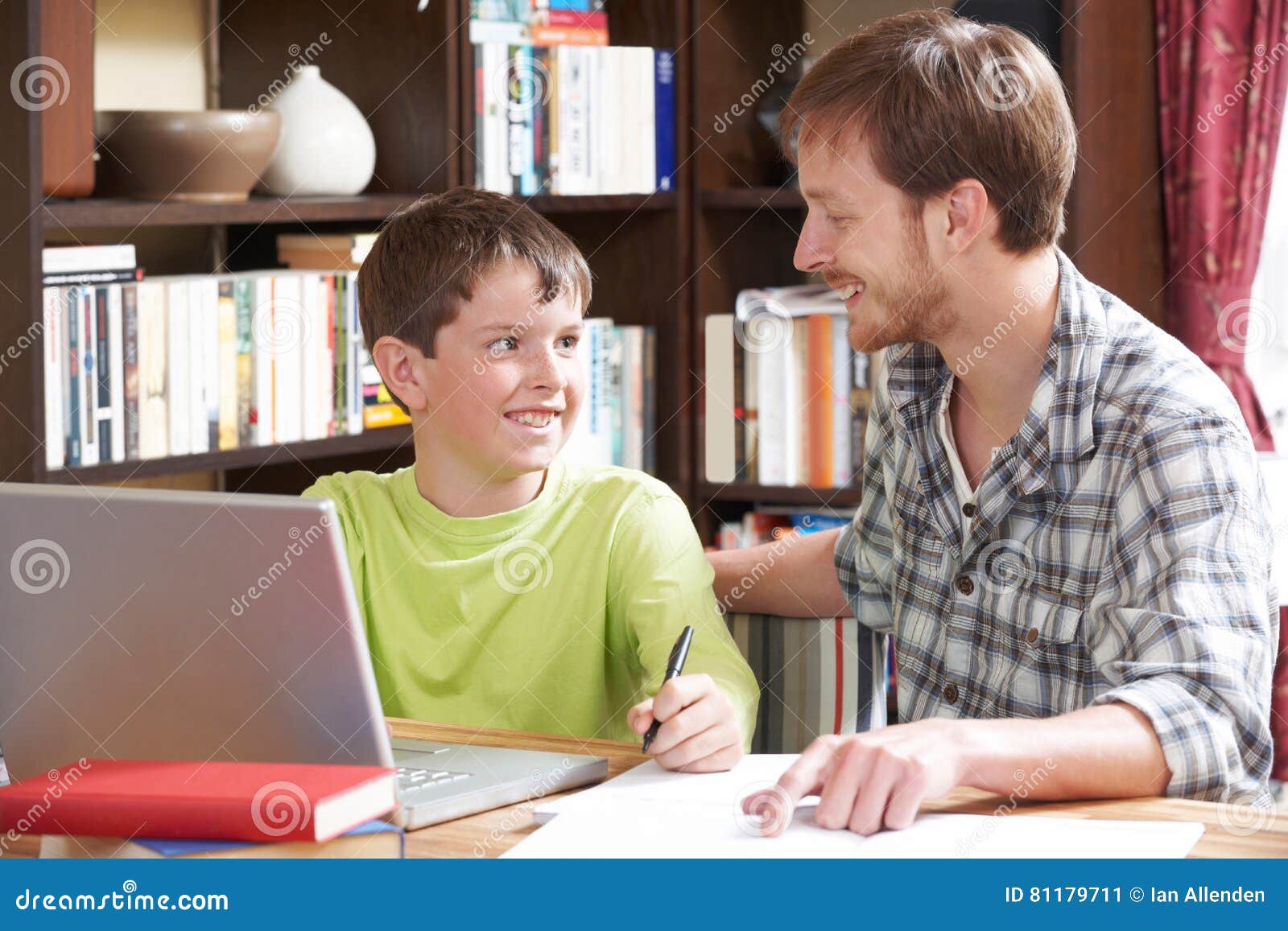 Boy Studying with Home Tutor Stock Image - Image of school, child: 81179711