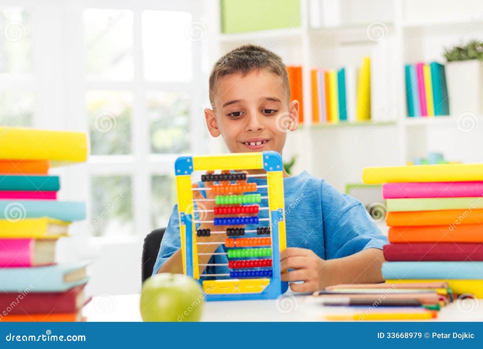 Boy studying math stock image. Image of glass, bright - 33668979