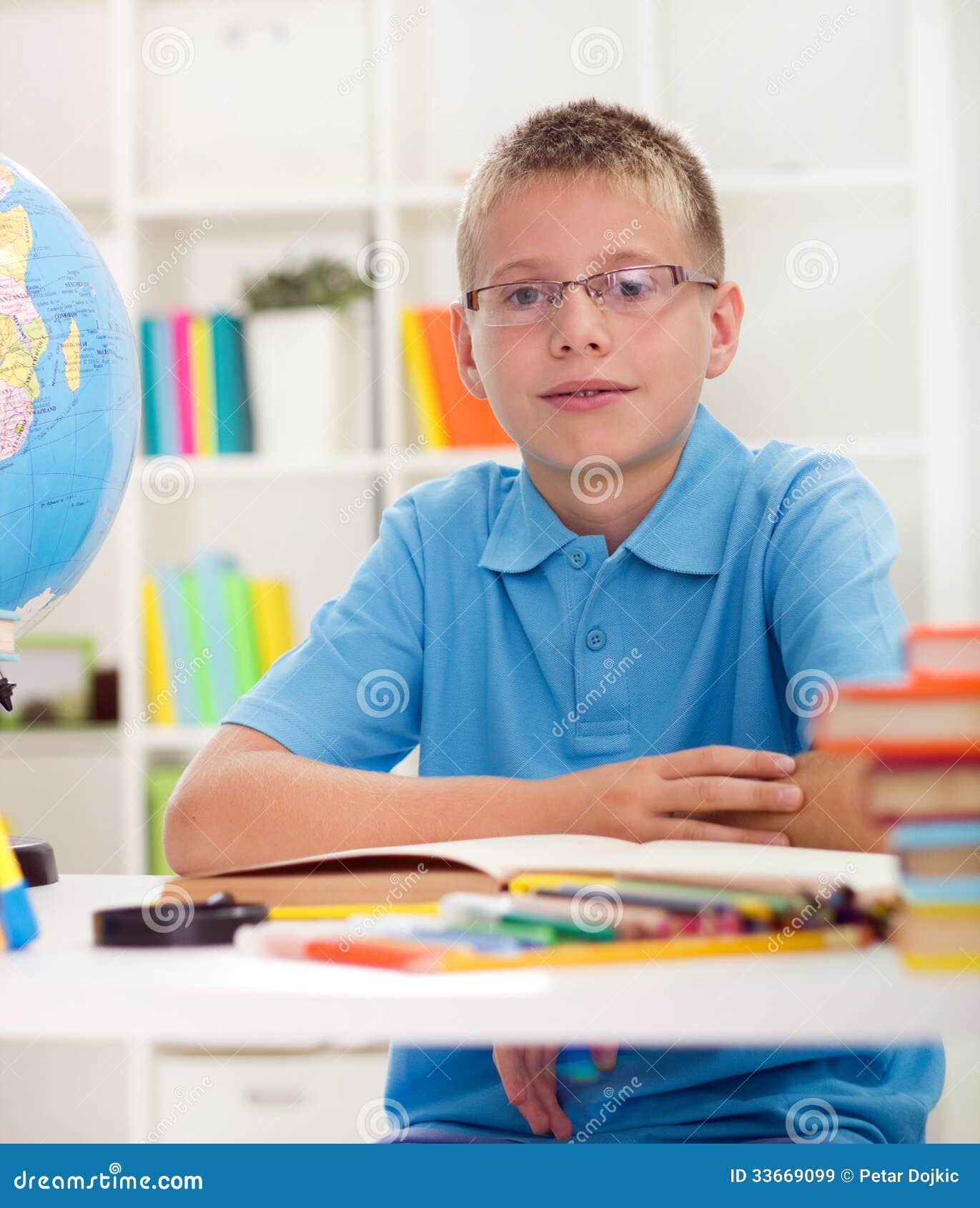 Boy studying math stock image. Image of happy, education - 33669099