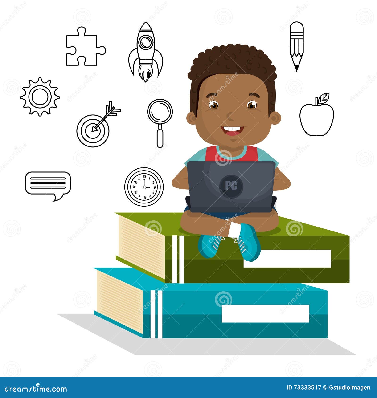 Boy Studying Online Isolated Icon Design Stock Illustration ...