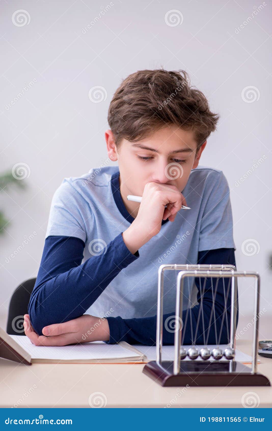 Schoolboy Studying Physics at Home Stock Image - Image of physicist ...
