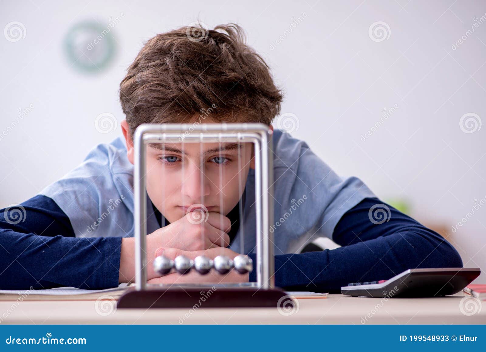 Schoolboy Studying Physics at Home Stock Image - Image of books ...