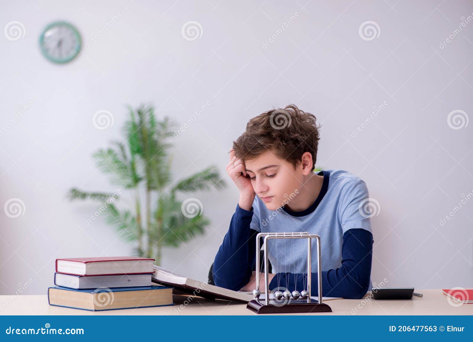 Schoolboy Studying Physics at Home Stock Image - Image of learning ...