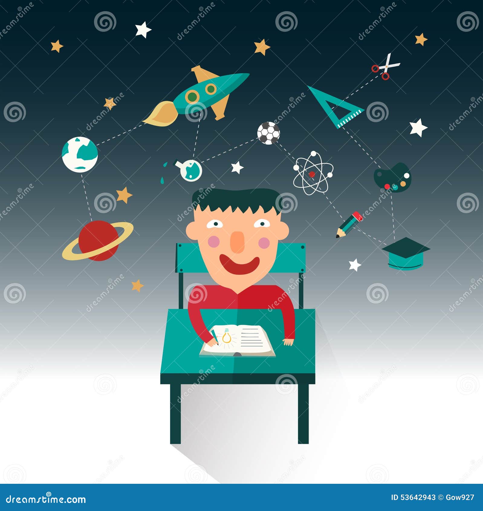 A Boy is Studying Science Such As Maths, Astronomy, and Chemistry while ...