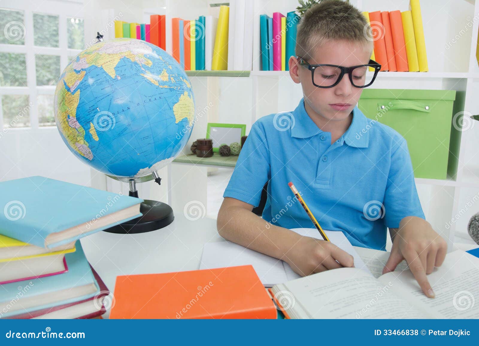 Boy studying stock photo. Image of notebook, happy, schoolchild - 33466838