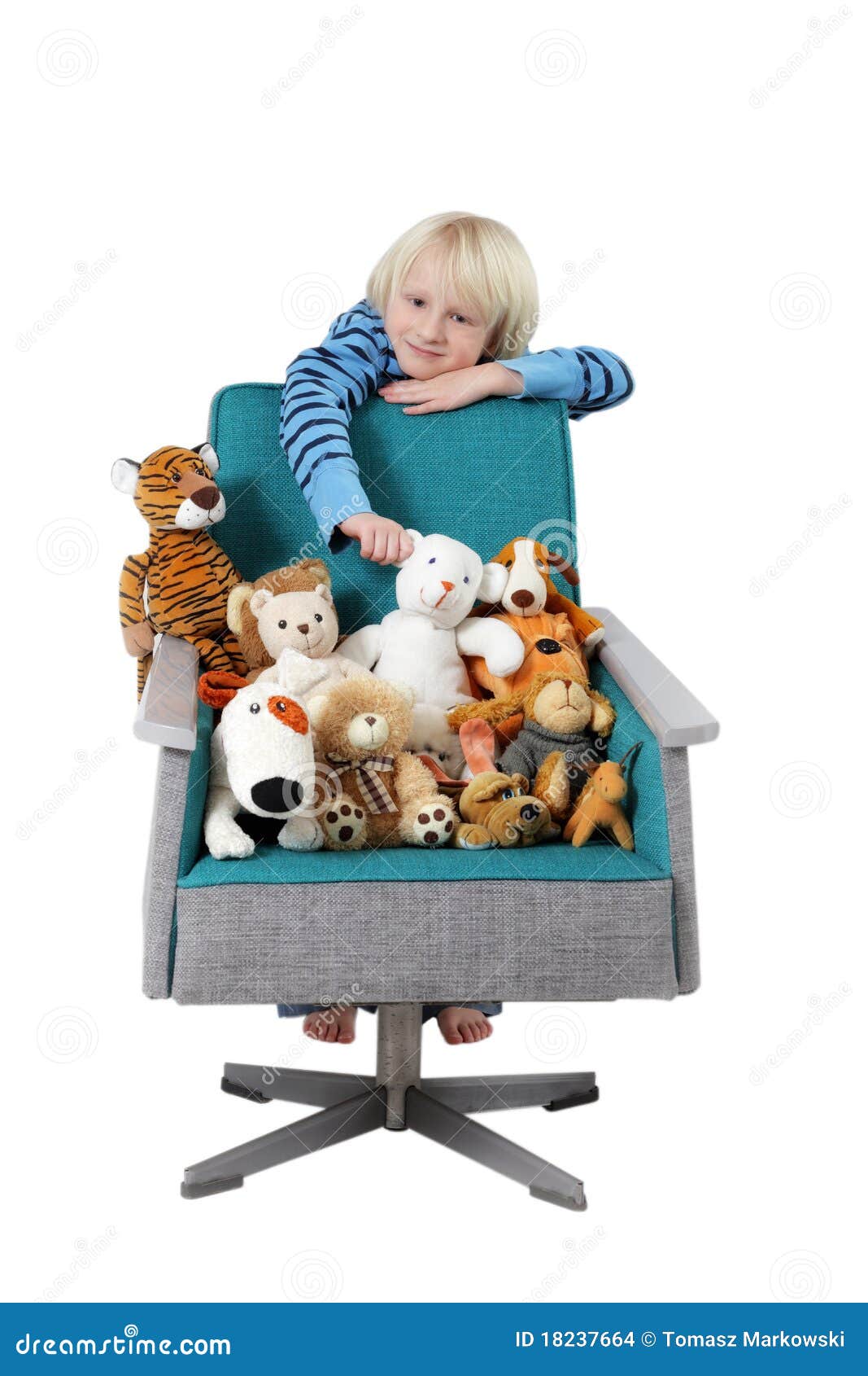 Boy with stuffed animals stock photo. Image of animal - 18237664