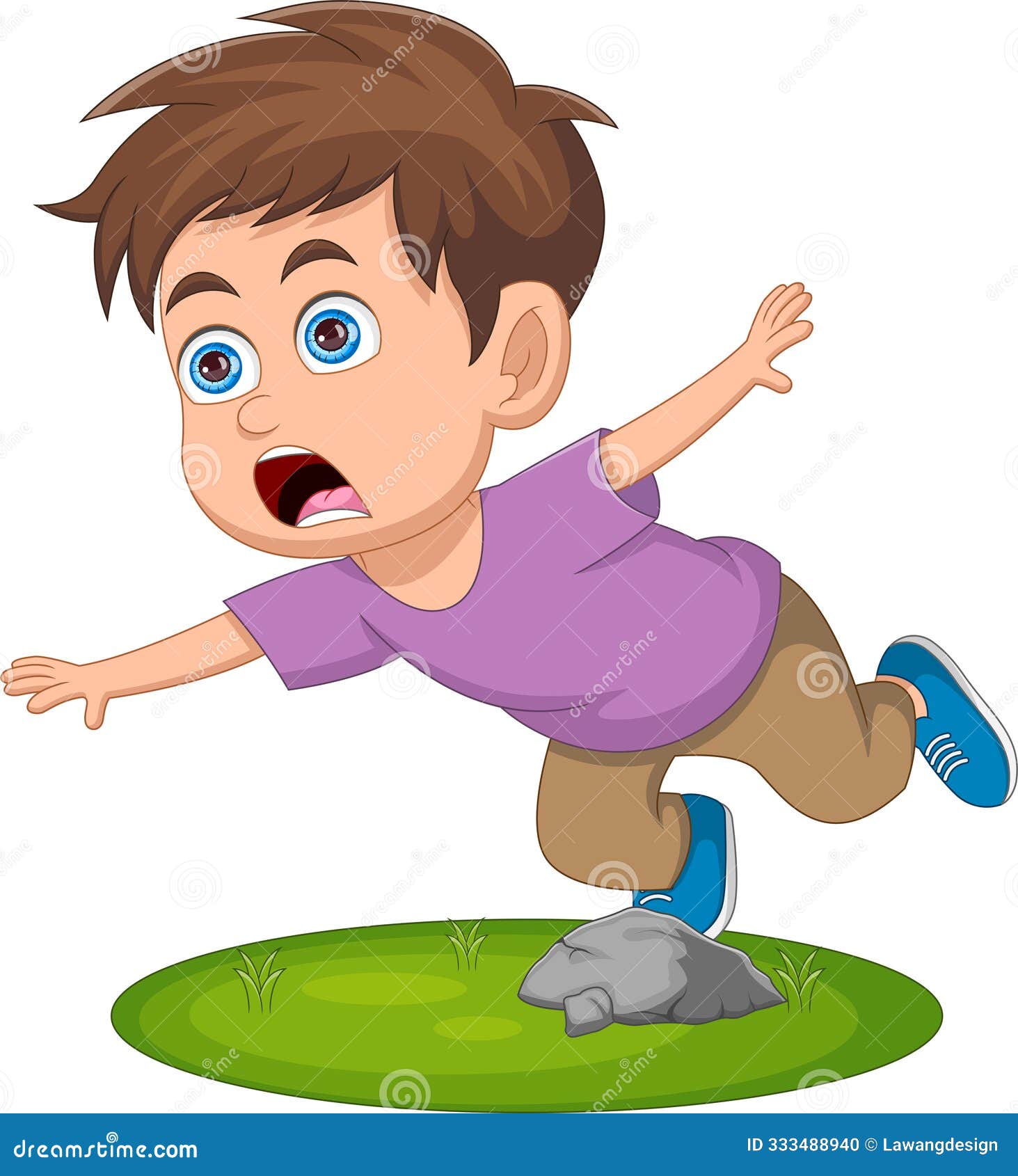 Boy stumbling on a stone stock illustration. Illustration of park ...
