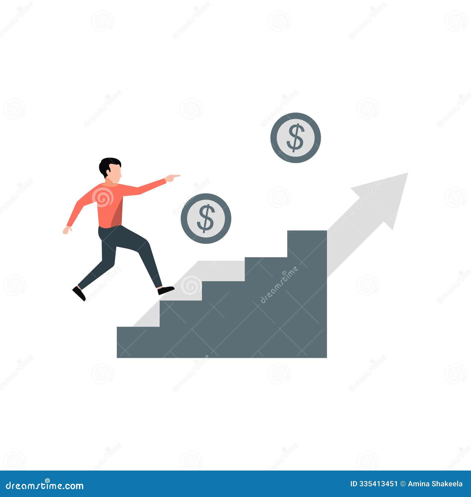 The Boy is Succeeding in the Finance Business Stock Illustration ...