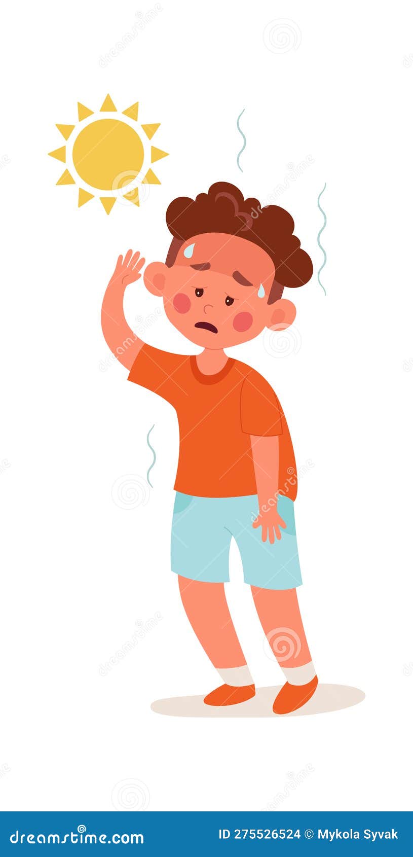 Boy Suffering from Heat stock vector. Illustration of young - 275526524