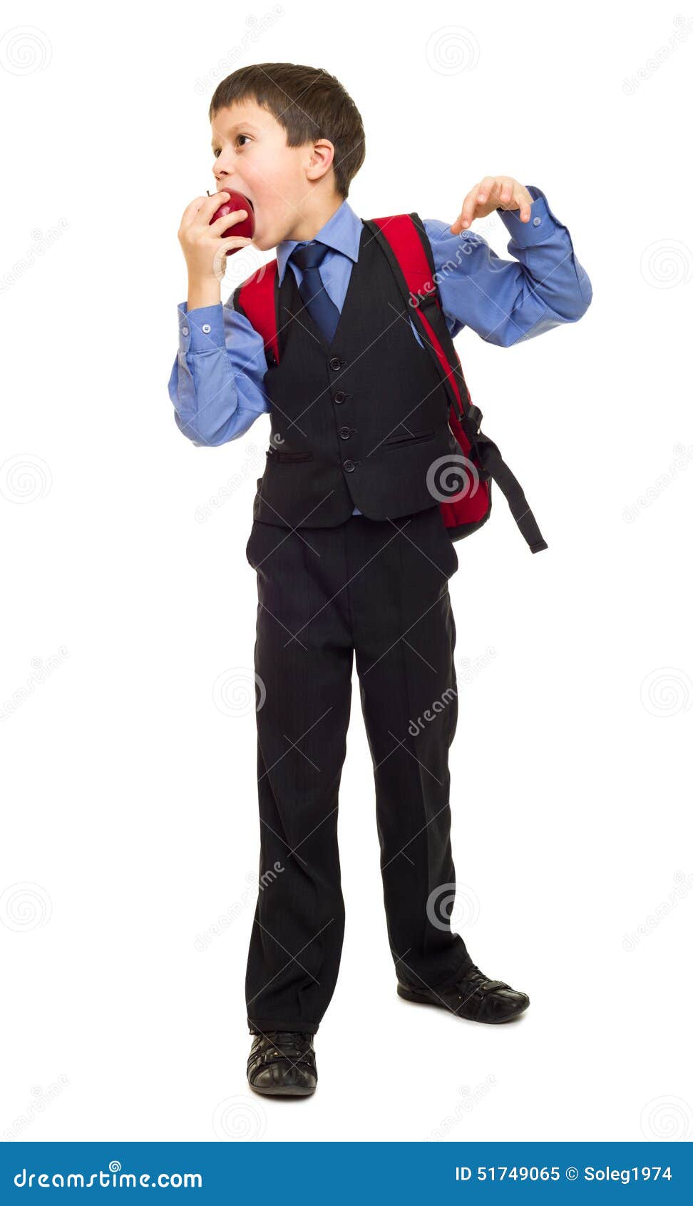 Boy in suit with backpack stock image. Image of positive - 51749065