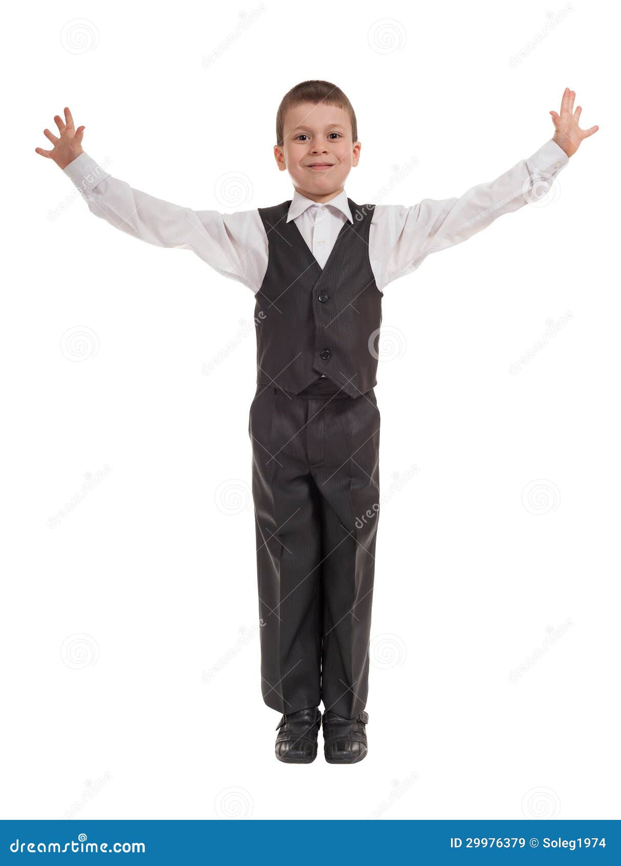 Boy in suit open arms stock image. Image of pleasant - 29976379