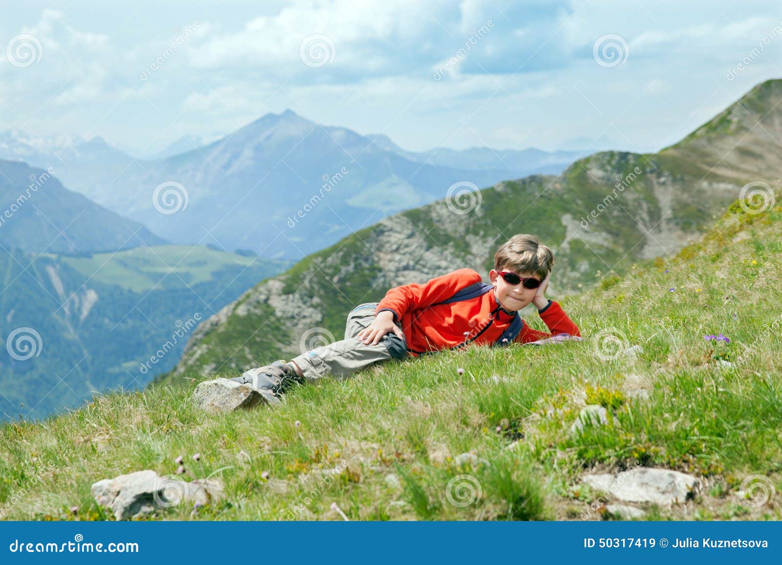 Boy in summer mountains stock image. Image of child, mountaineering ...