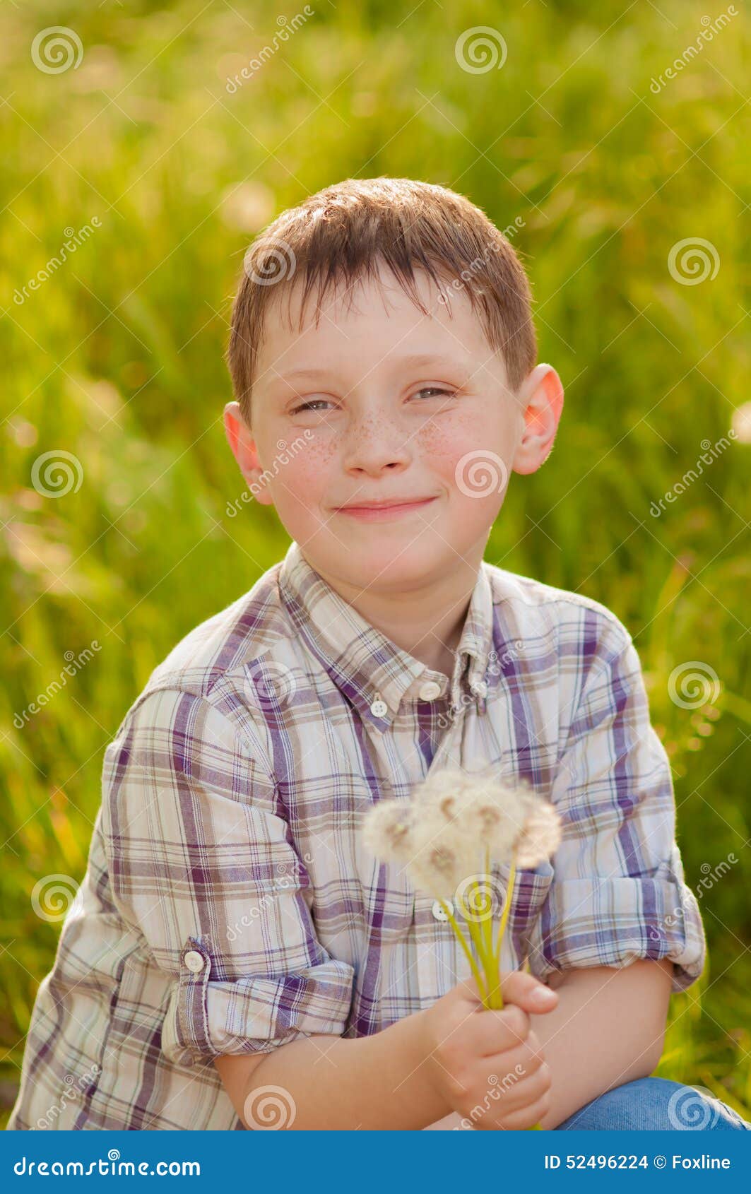 Boy on Summer Nature with Dandelions Stock Photo - Image of lifestyle ...