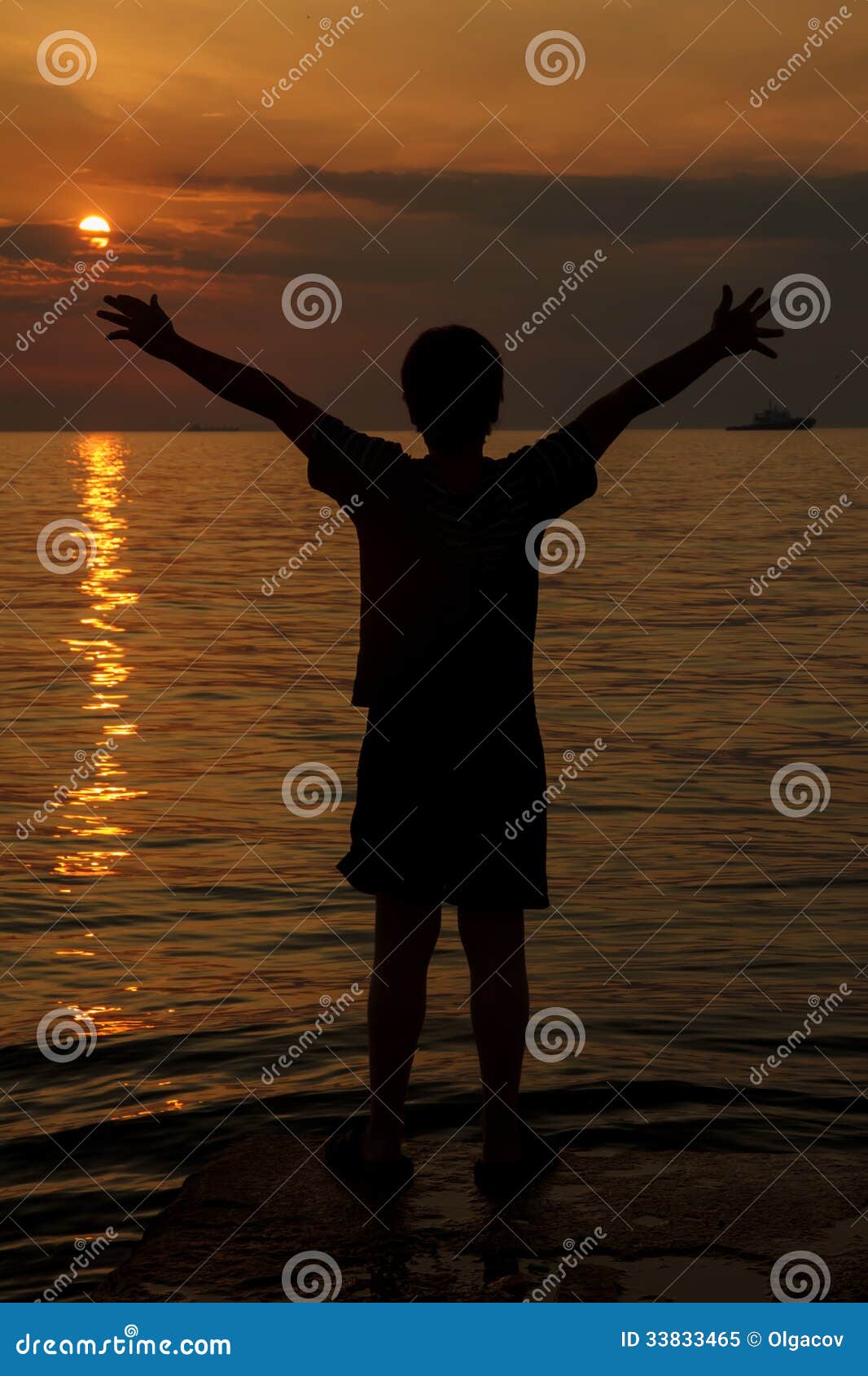 Boy at sunset over the sea stock image. Image of horizon - 33833465