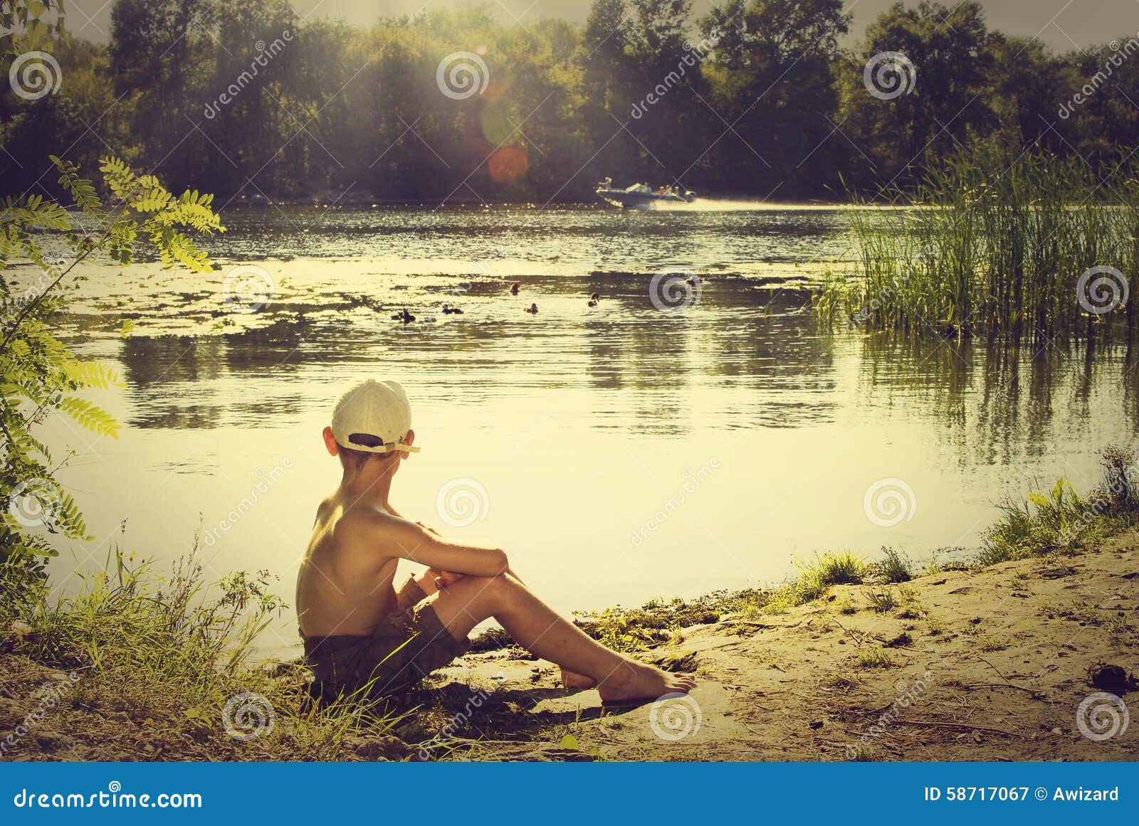 Boy at Sunset, Summer Concept Image Stock Image - Image of concept ...