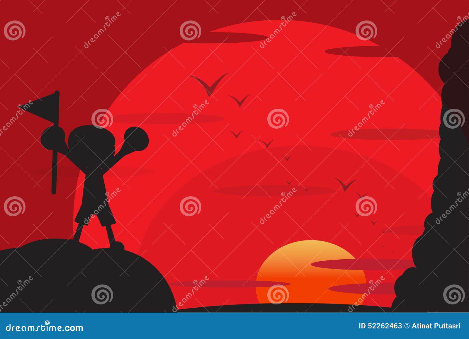Boy and the sunset stock vector. Illustration of cartoon - 52262463