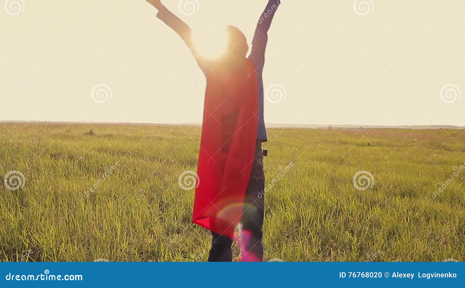 Boy Superhero in a Field at Sunset Stock Footage - Video of super ...
