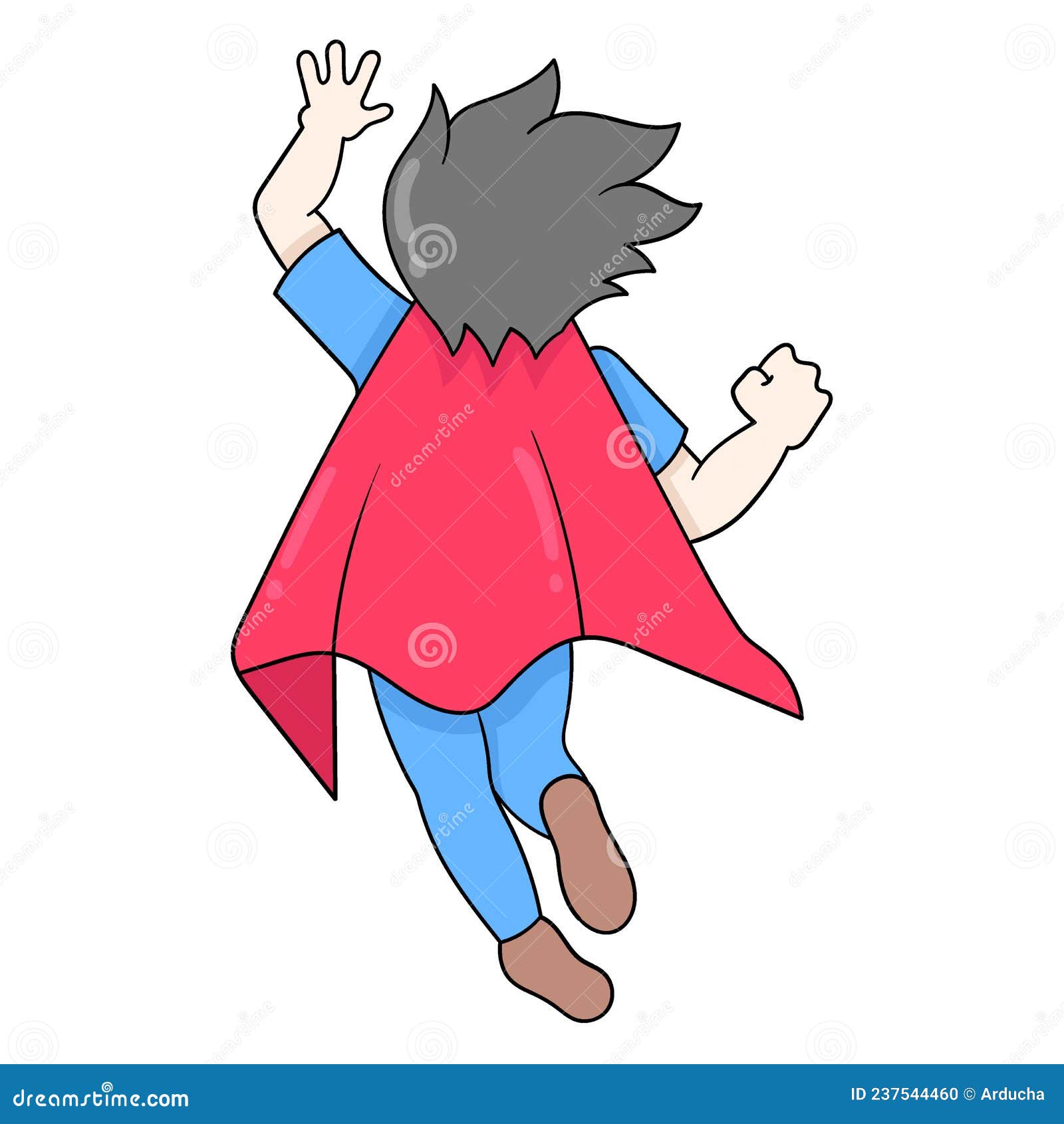 Boy Superhero Fly into Space, Doodle Icon Image Kawaii Stock Vector ...