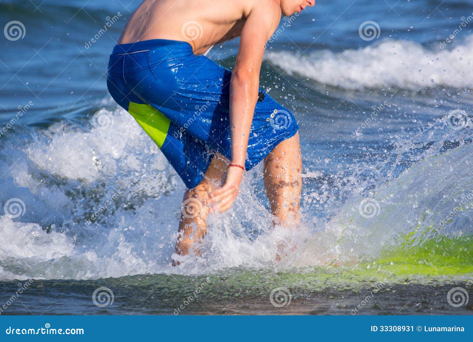 Boy Surfer Surfing Waves on the Beach Stock Image - Image of foam ...