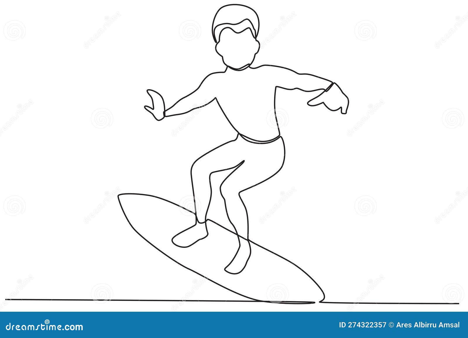 A boy surfing on the beach stock vector. Illustration of surf - 274322357