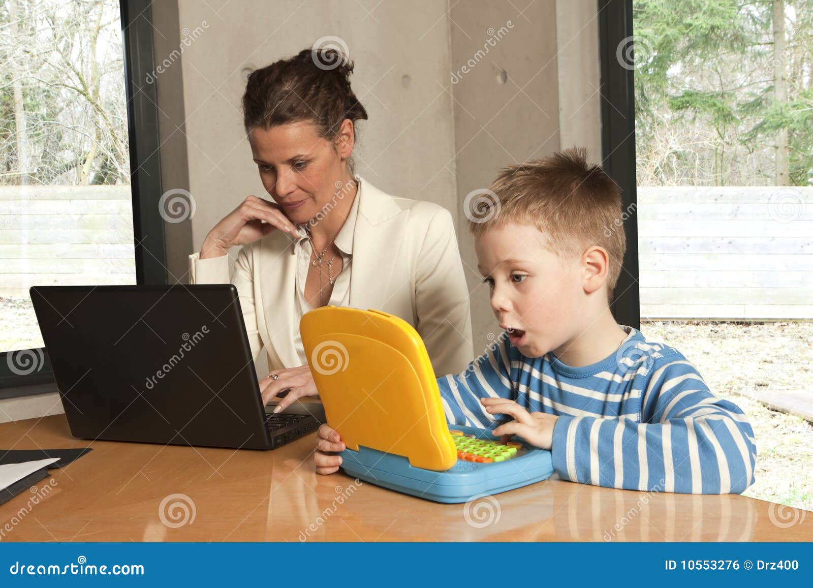 Boy Surprised with His Computer Stock Photo - Image of family ...