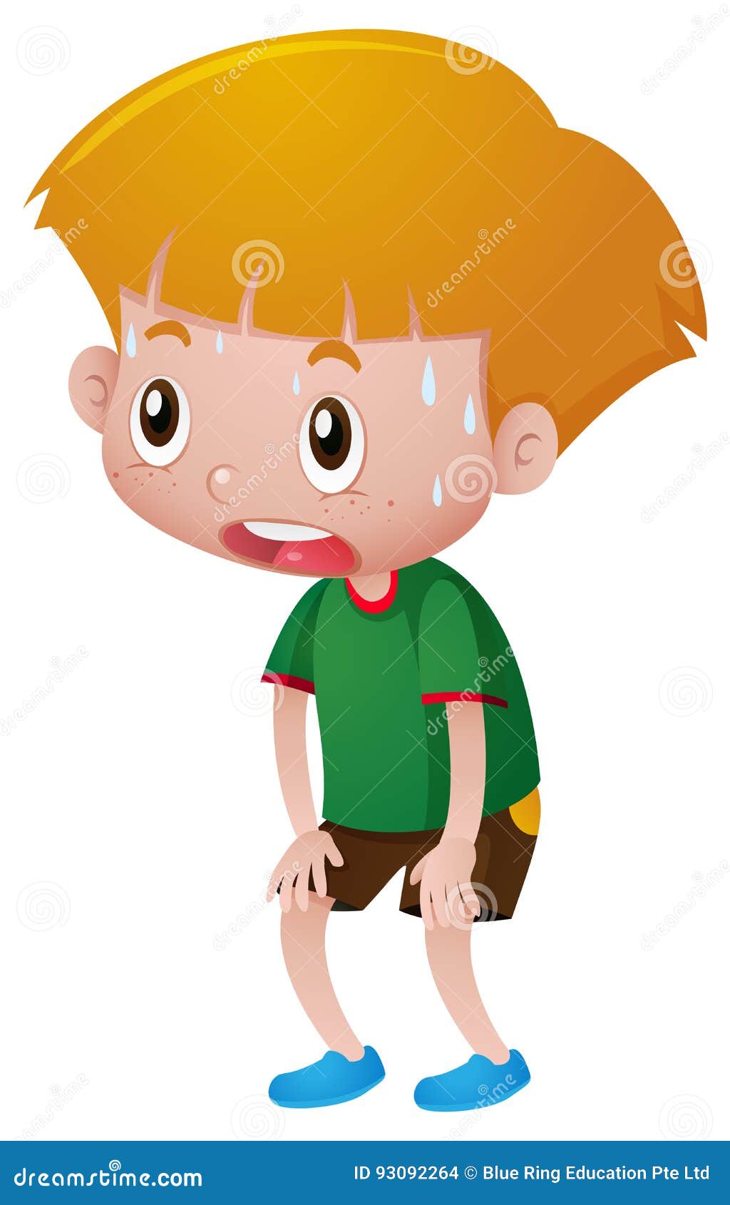 Boy with Sweats on His Face Stock Vector - Illustration of pupil ...