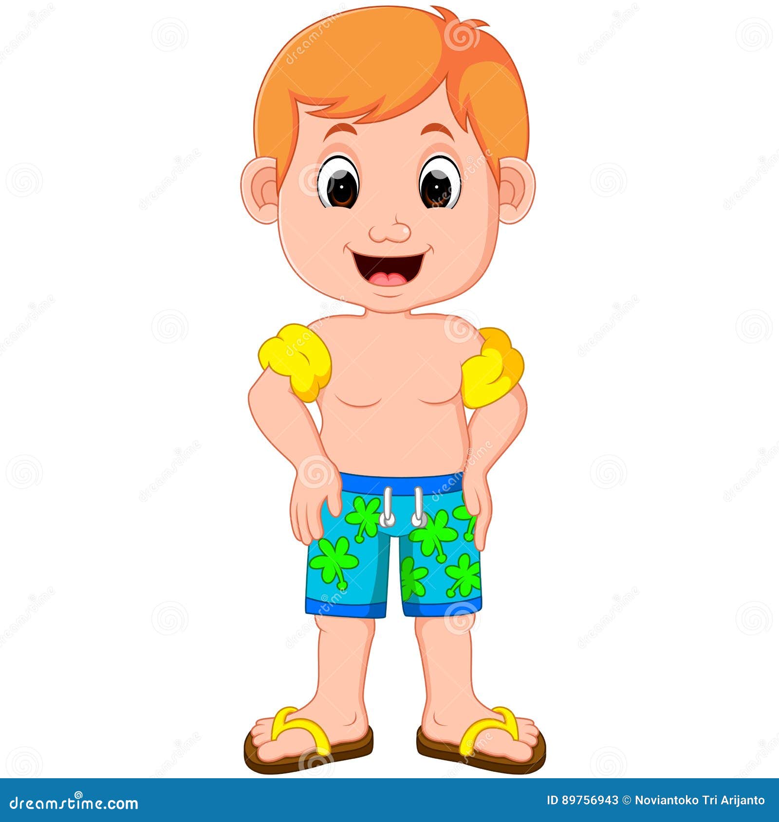 Boy Swim with Inflatable Armbands Stock Vector - Illustration of ...