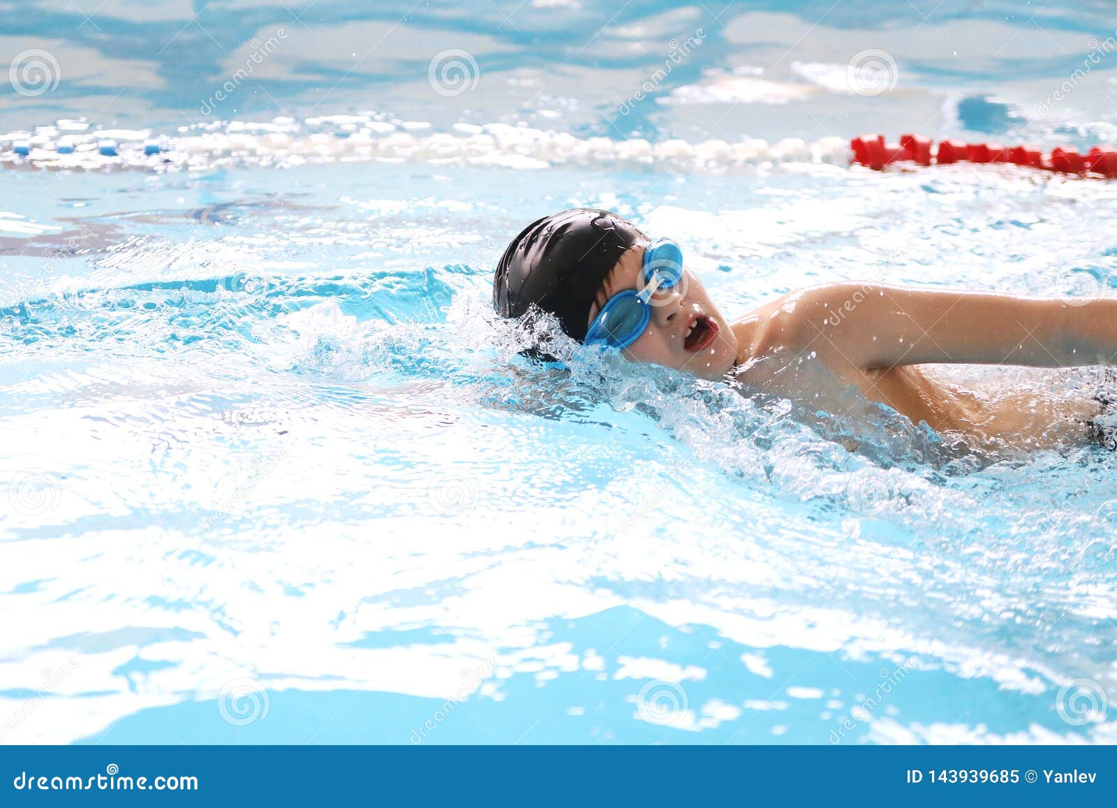 Boy swim in pool stock image. Image of competition, lifestyle - 143939685