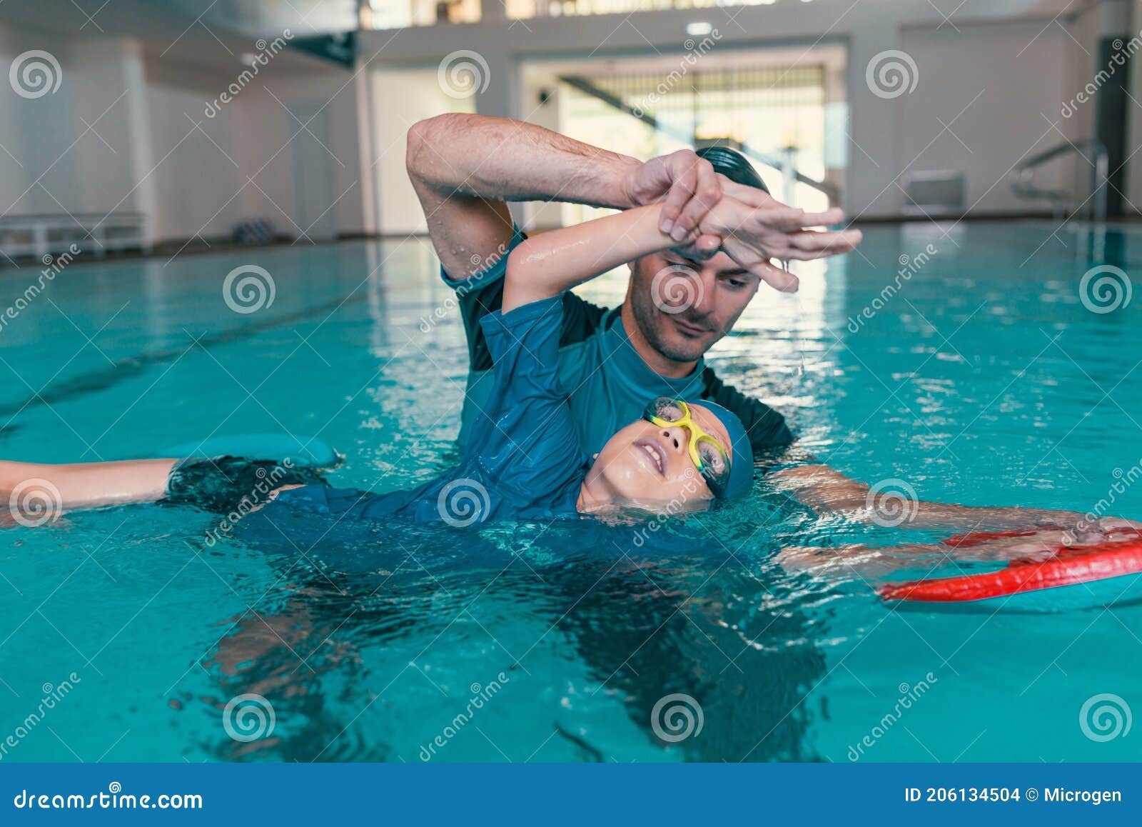 Boy on swimming class stock photo. Image of board, child - 206134504