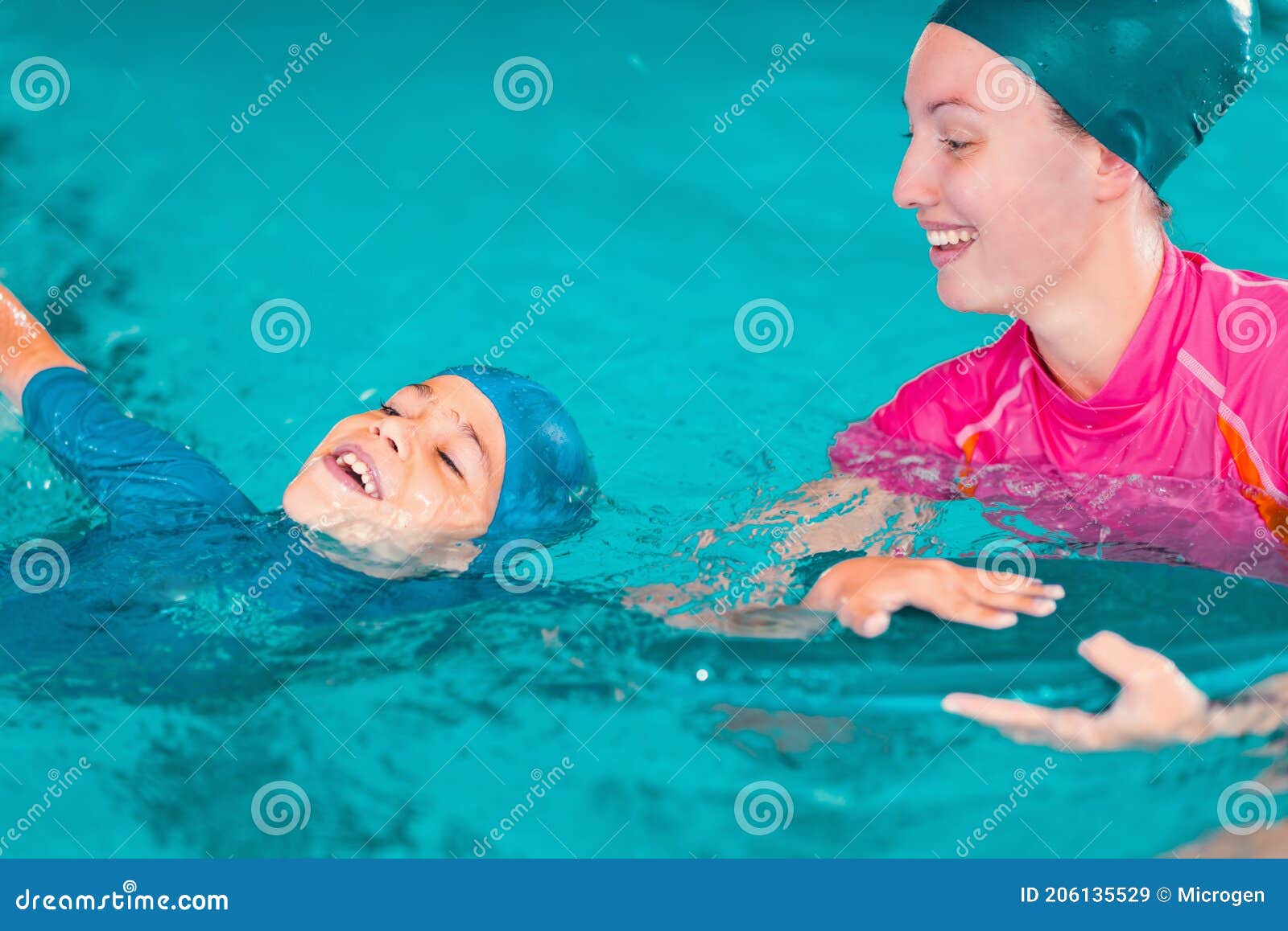Boy on swimming class stock image. Image of indoors - 206135529