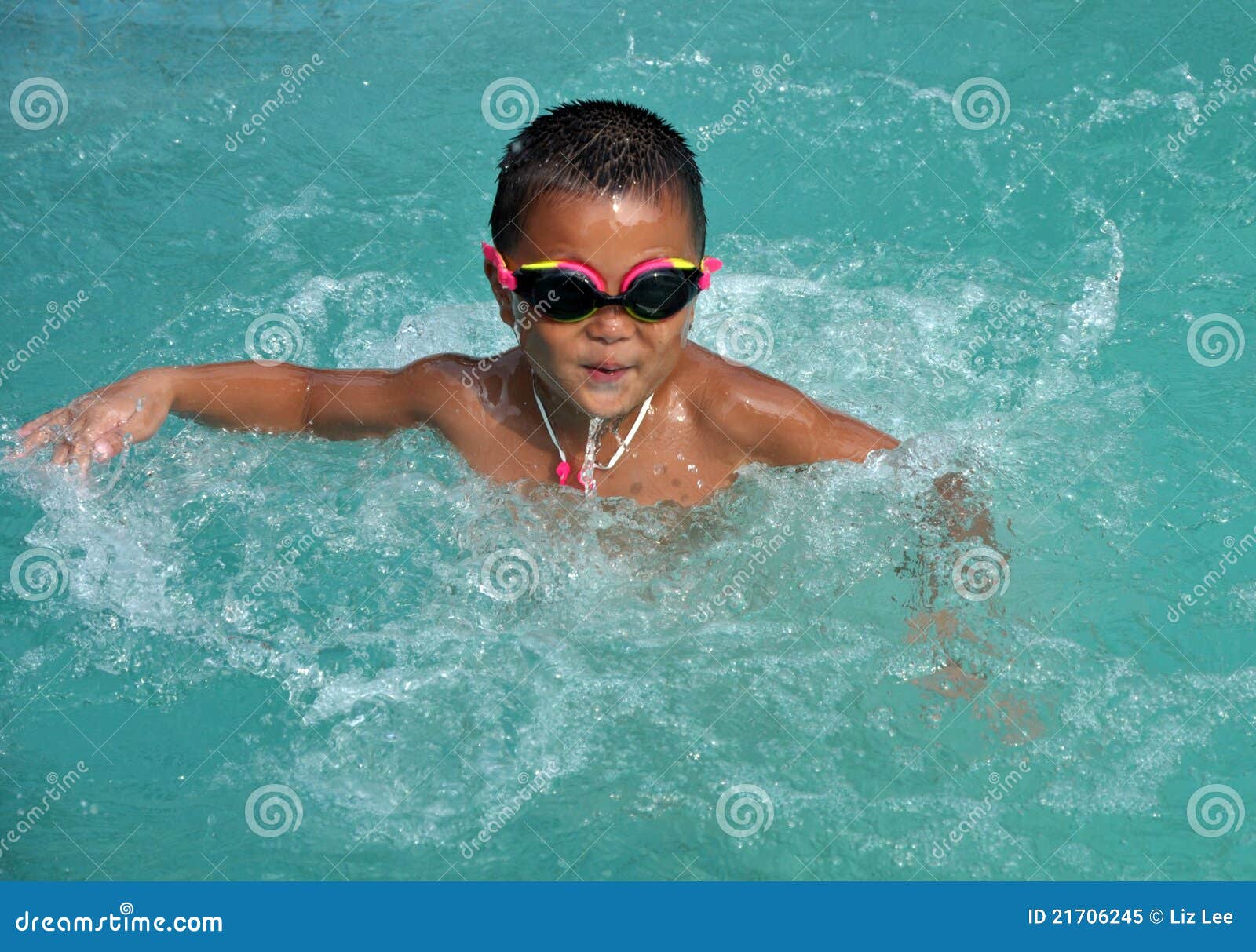 Boy Swimming with Great Fun Stock Image - Image of leisure, exercise ...