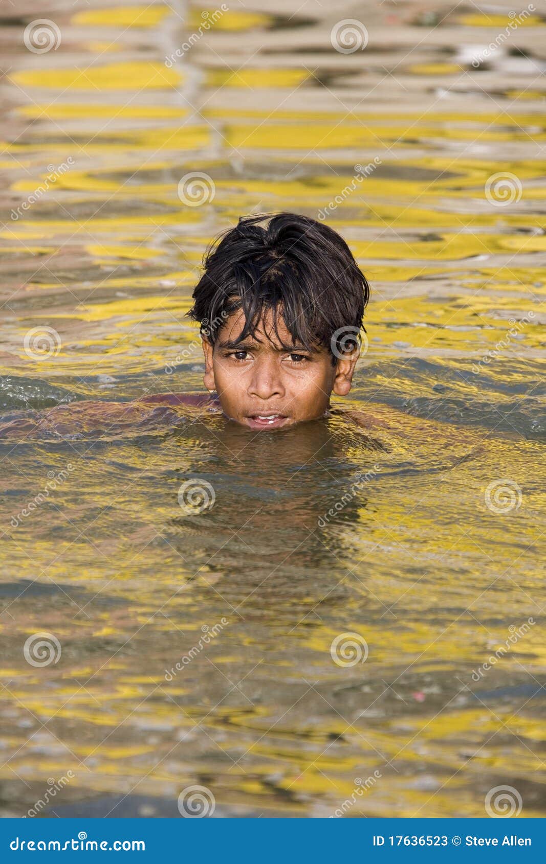 Boy Swimming in the Holy River Ganges - India. Editorial Stock Photo ...