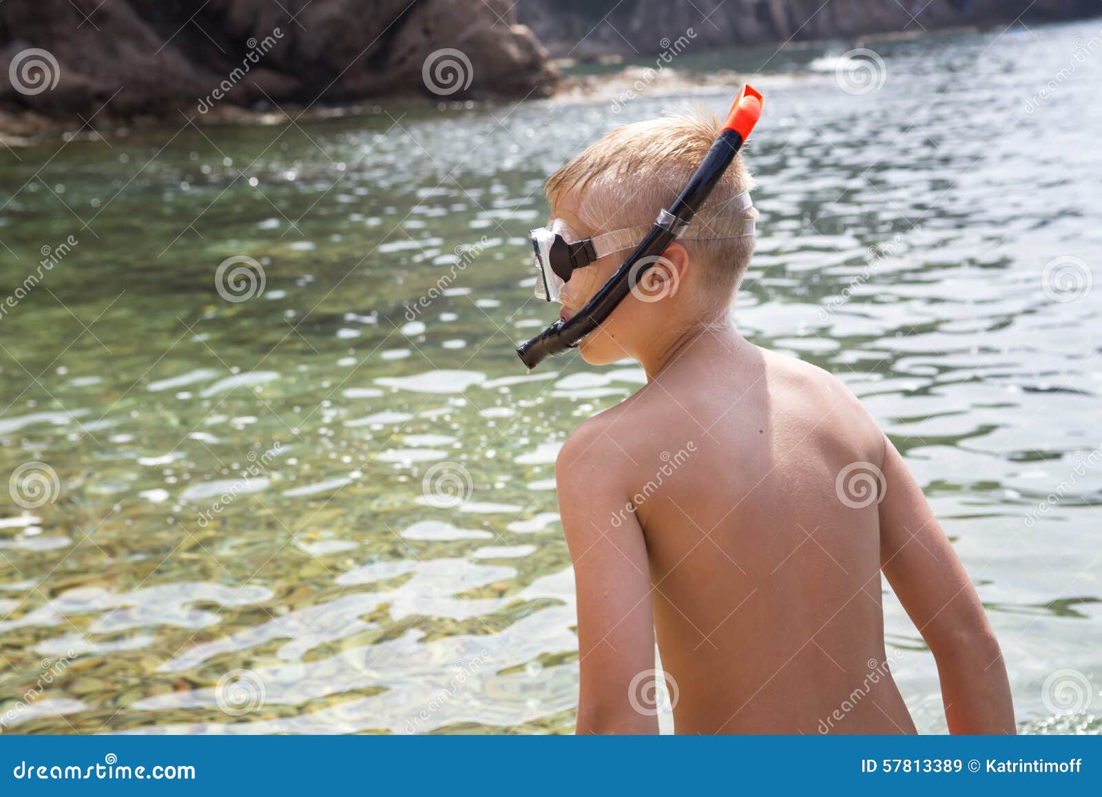 Boy in a Swimming Mask and Snorkel Stock Image - Image of enjoyment ...