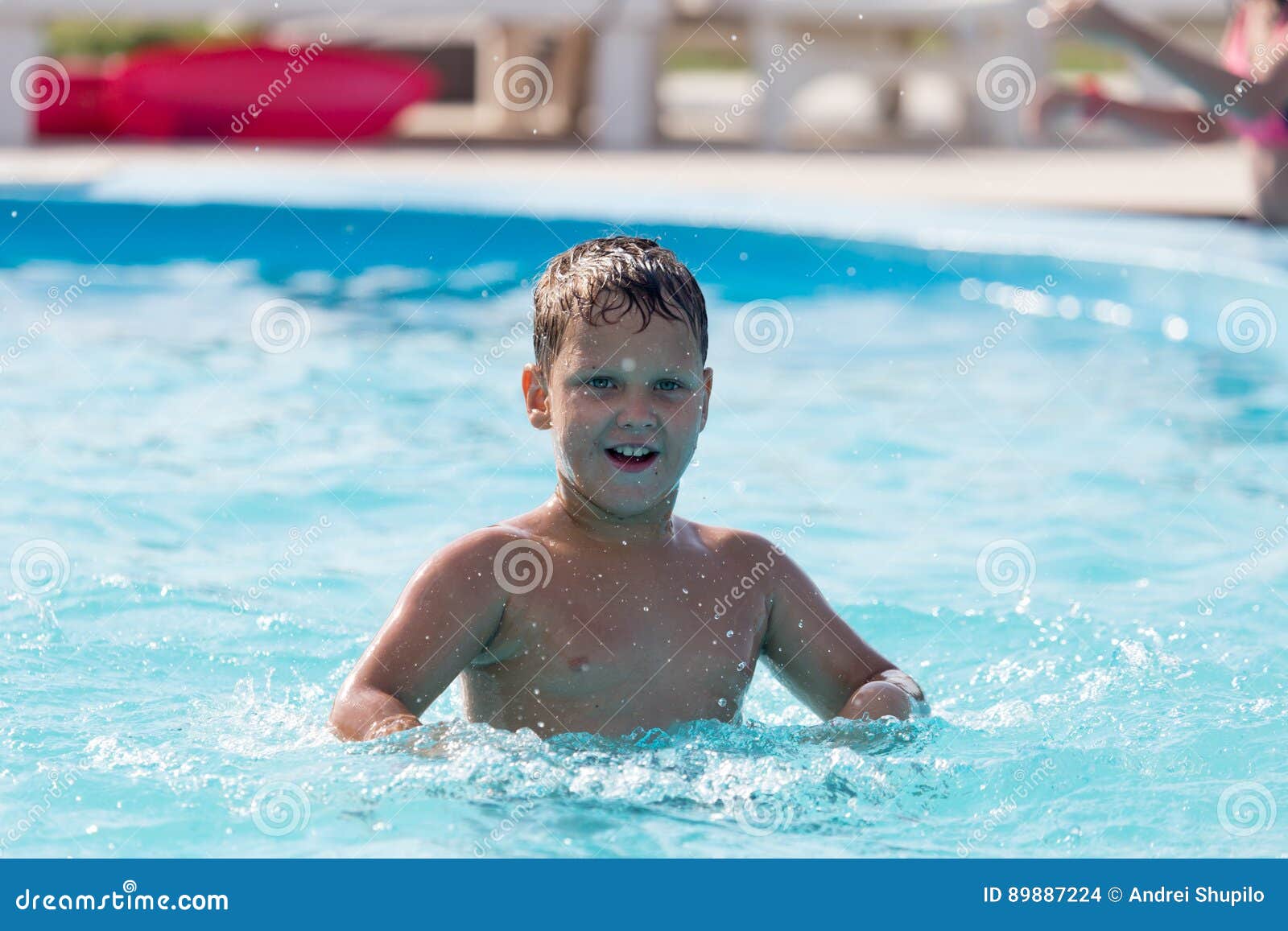 The Boy is Swimming in the Pool Stock Photo - Image of water, play ...