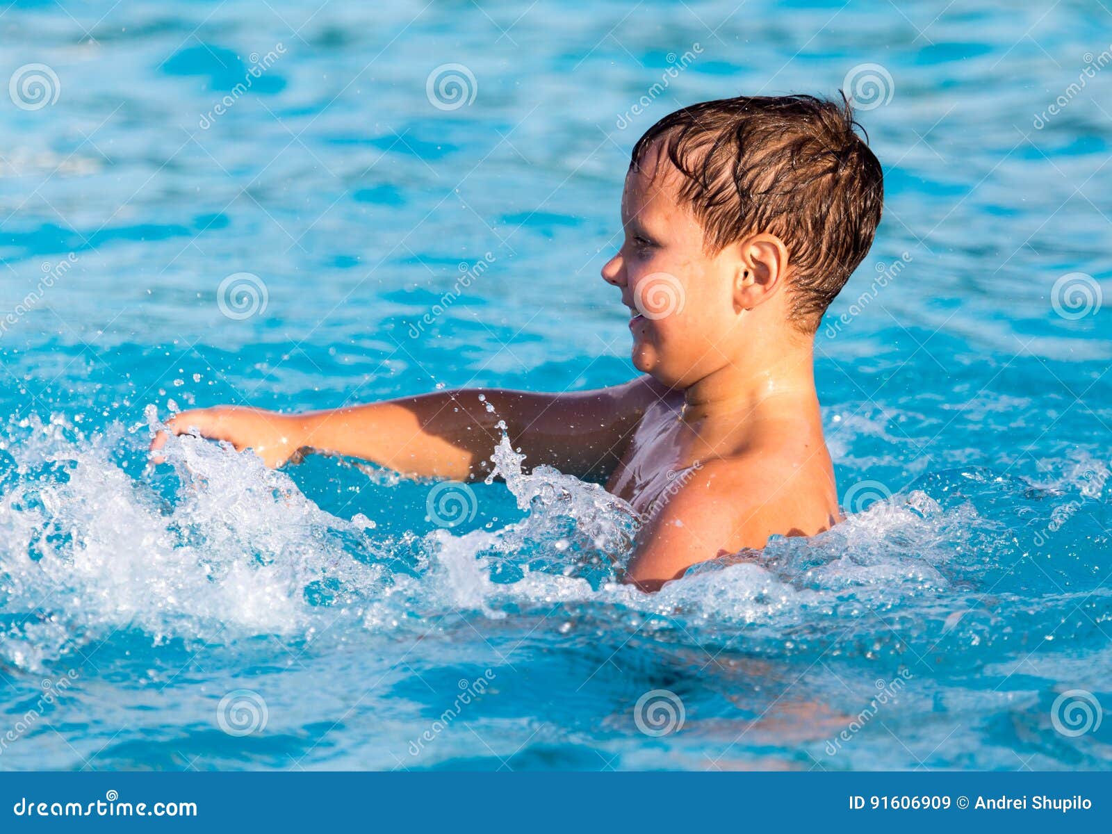The Boy is Swimming in the Pool Stock Image - Image of people, swim ...