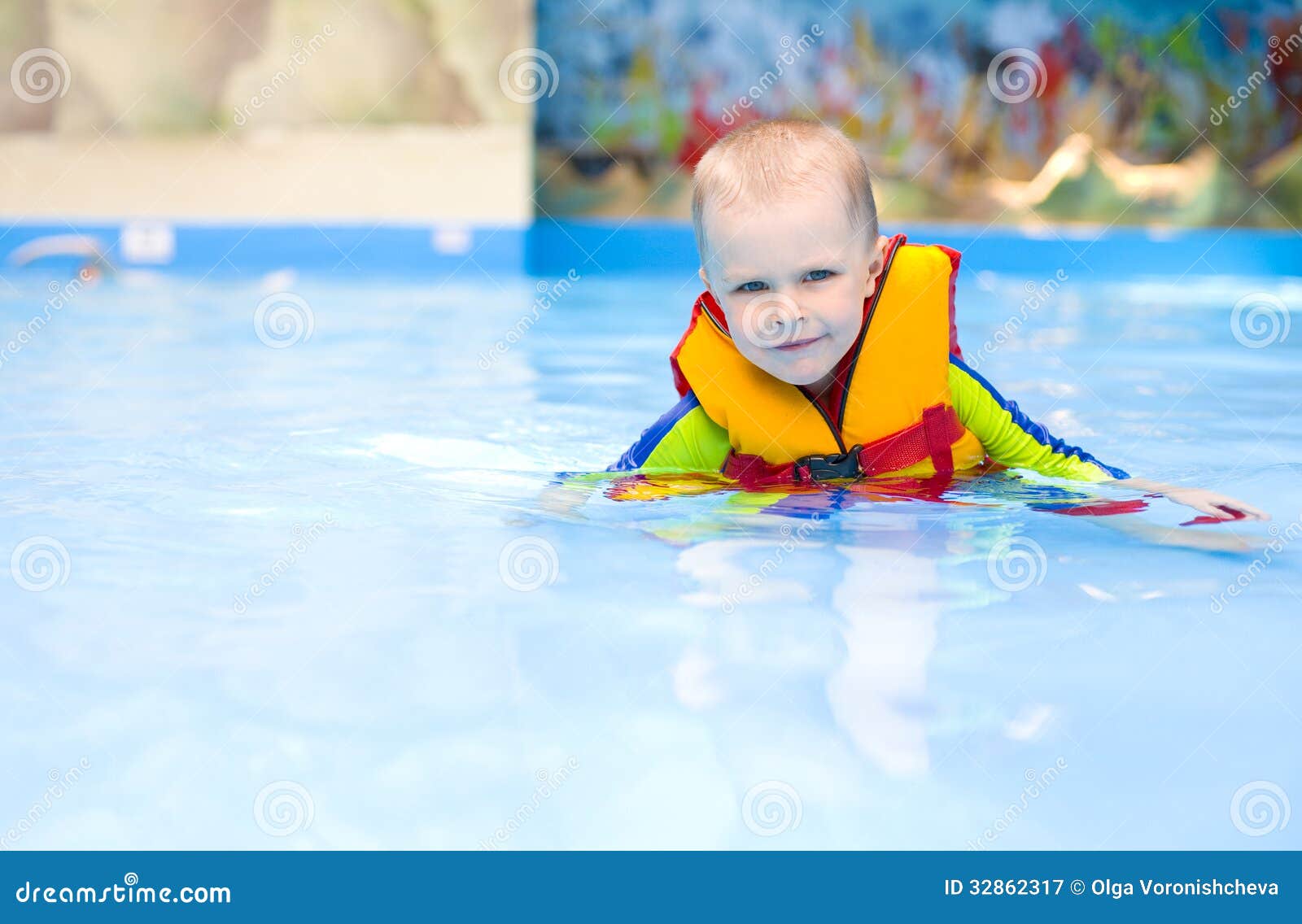 13 Years Old Boy Swimming And Relaxation In The Sea Waves. Concept Of ...