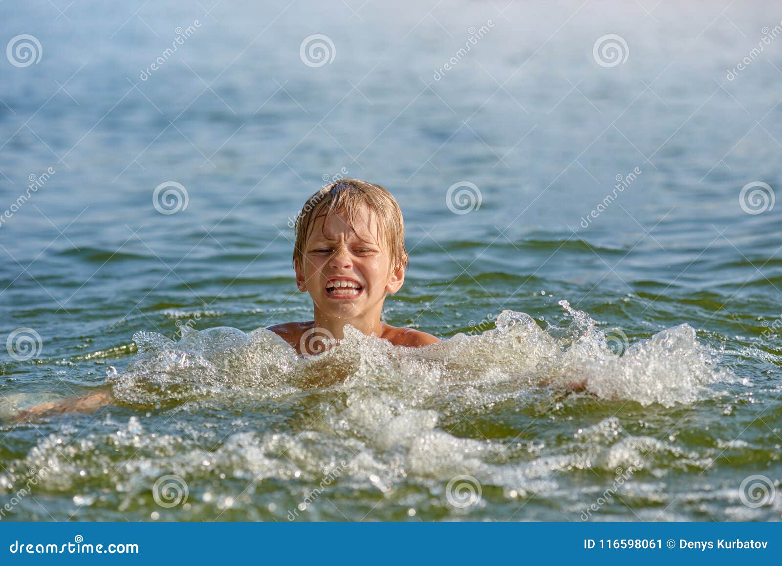 Boy swimming in the river stock image. Image of enjoy - 116598061