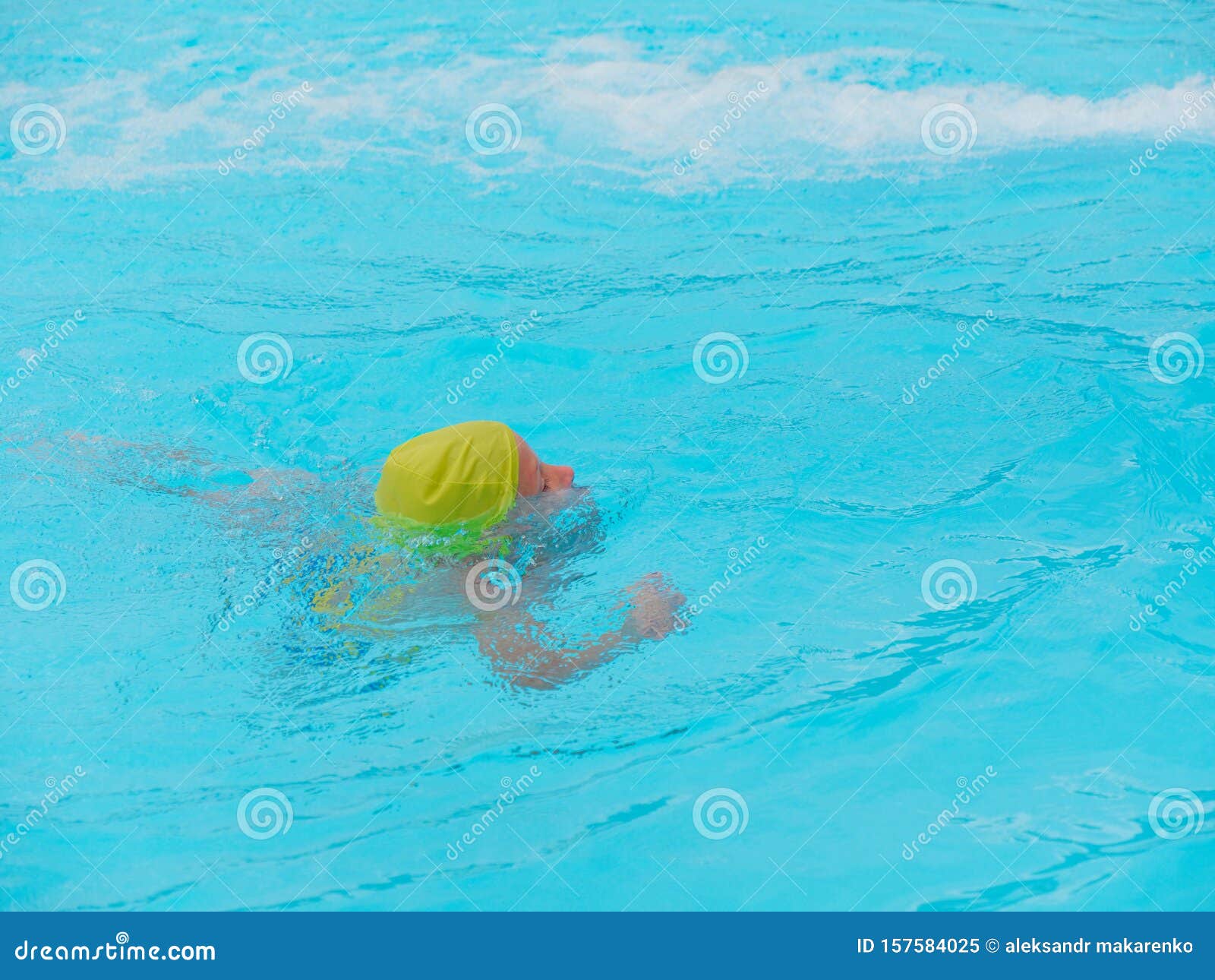 Boy Swims in a Pool with Blue Water Stock Image - Image of activity ...