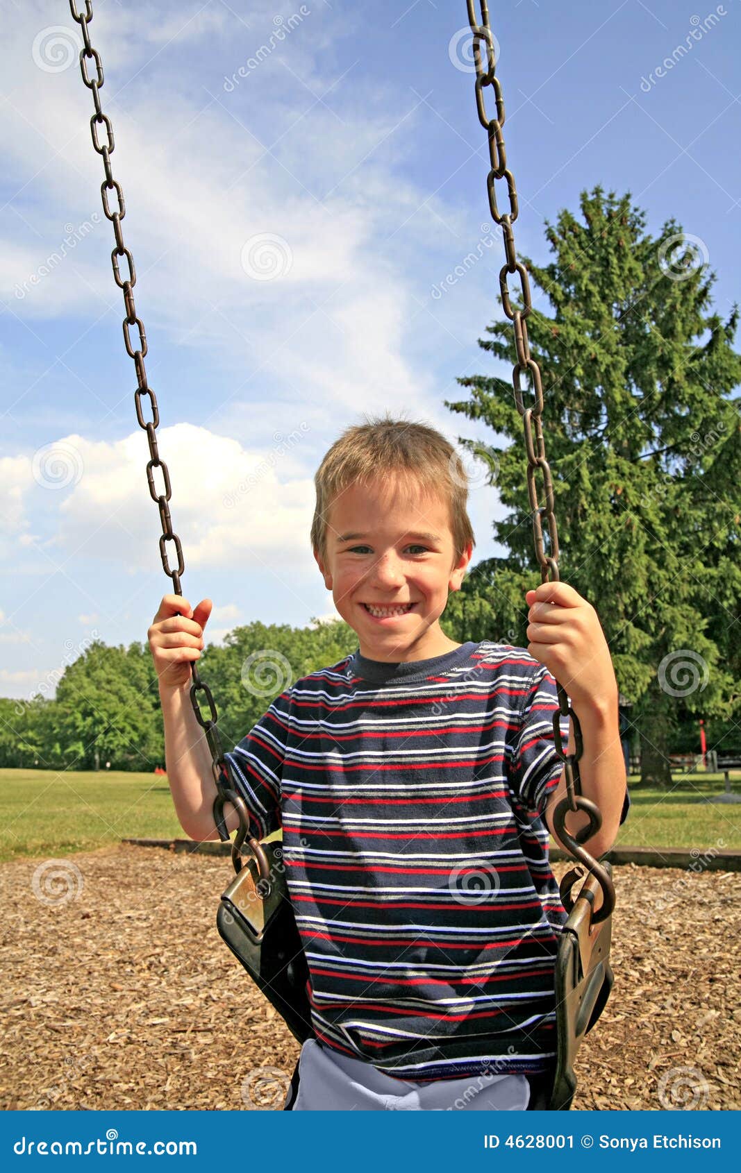 Boy Swinging stock image. Image of playful, outdoors, grin - 4628001