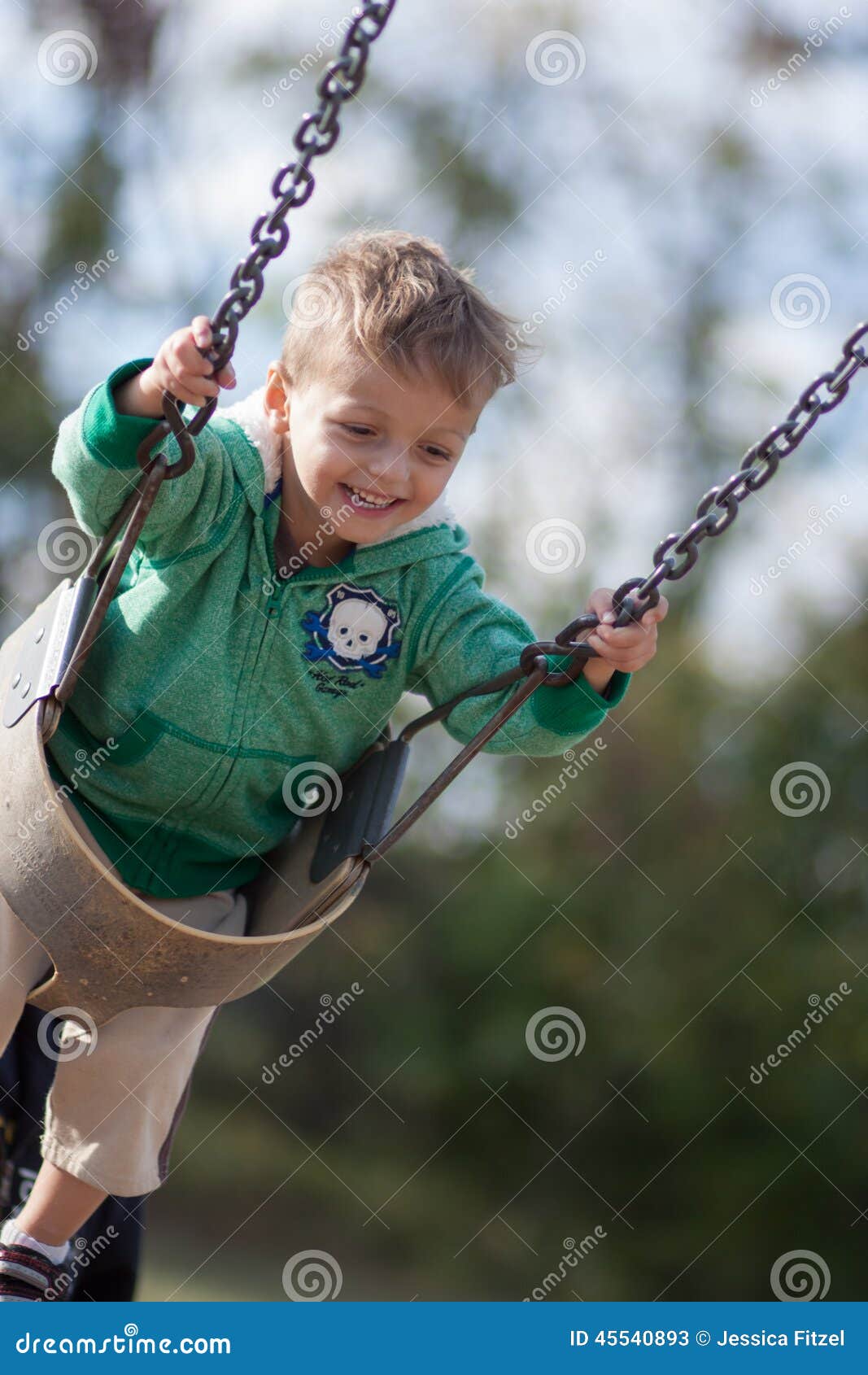 Boy swinging stock image. Image of outside, swingset - 45540893