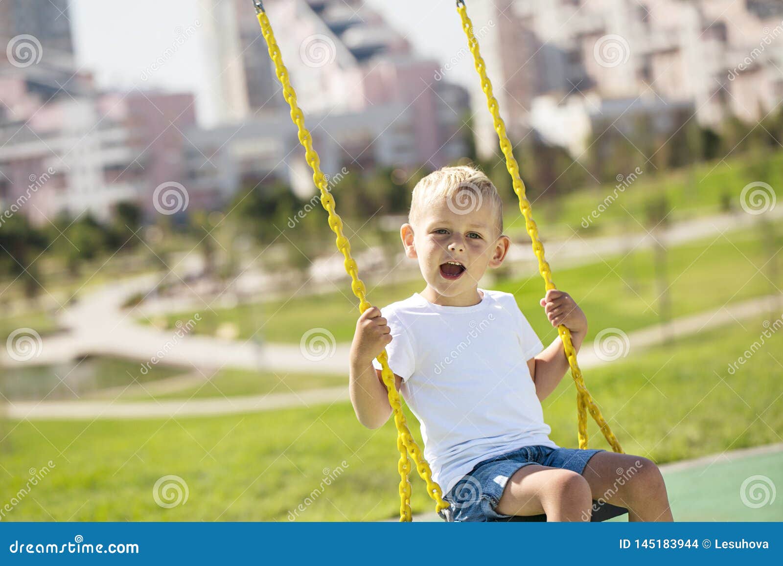 A boy swinging stock photo. Image of activity, light - 145183944