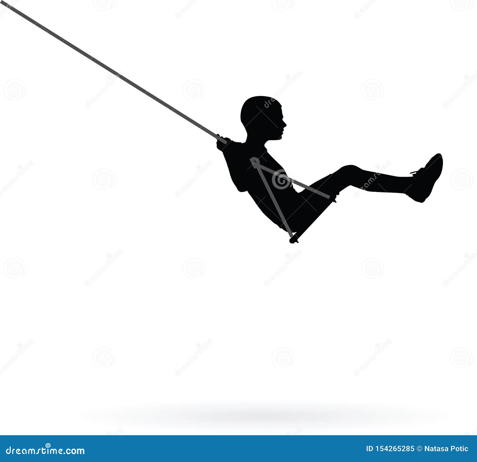 Boy swinging on a swing stock vector. Illustration of active - 154265285