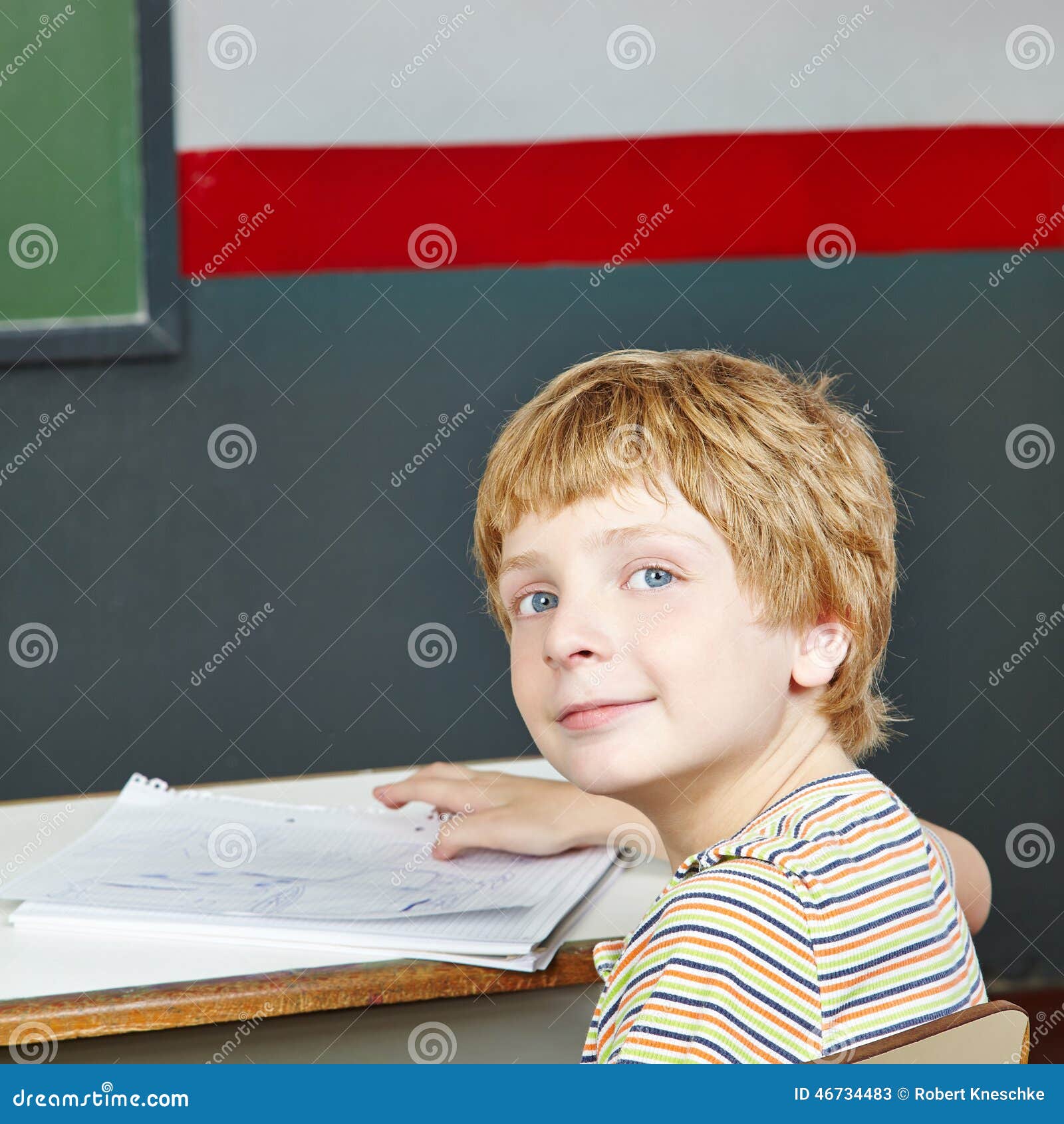 Boy at table in school stock image. Image of learn, child - 46734483